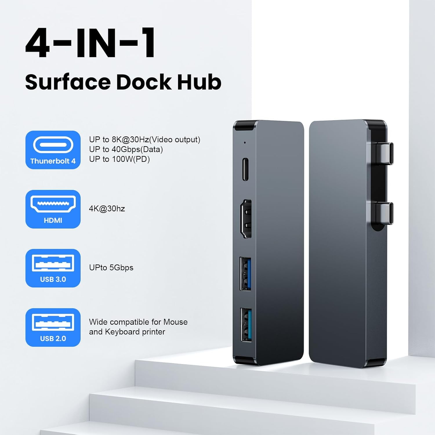 LINYAN-Surface Pro 11 USB Hub Docking Station 4K HDMI, USB-C Thunerbolt ...