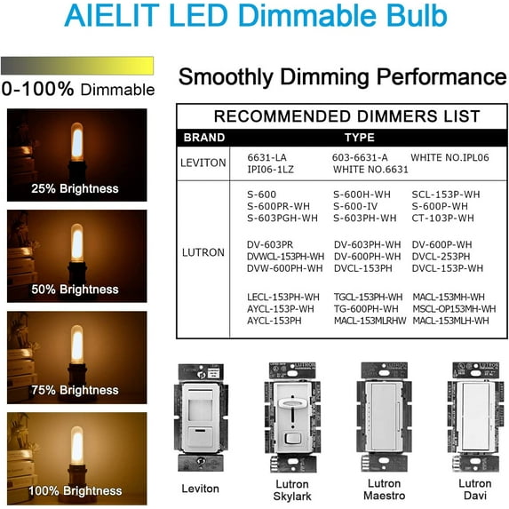 LINYAN-T10/T30 Frosted LED Light Bulb 40 Watt Equivalent, Warm White ...
