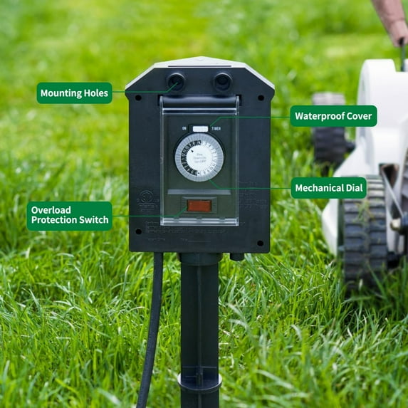 LINYAN-TiFFCOFiO Outdoor Power Strip Waterproof, 24 Hour Mechanical ...