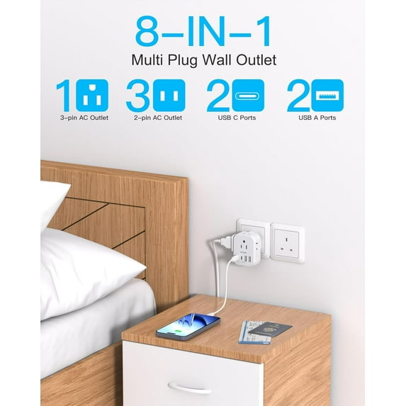 LINYAN-Travel Cruise Ship Essentials, Multi Plug Wall Outlet Extender ...