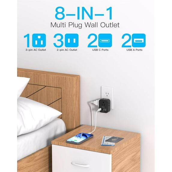 LINYAN-Travel Cruise Ship Essentials, Multi Plug Wall Outlet Extender ...
