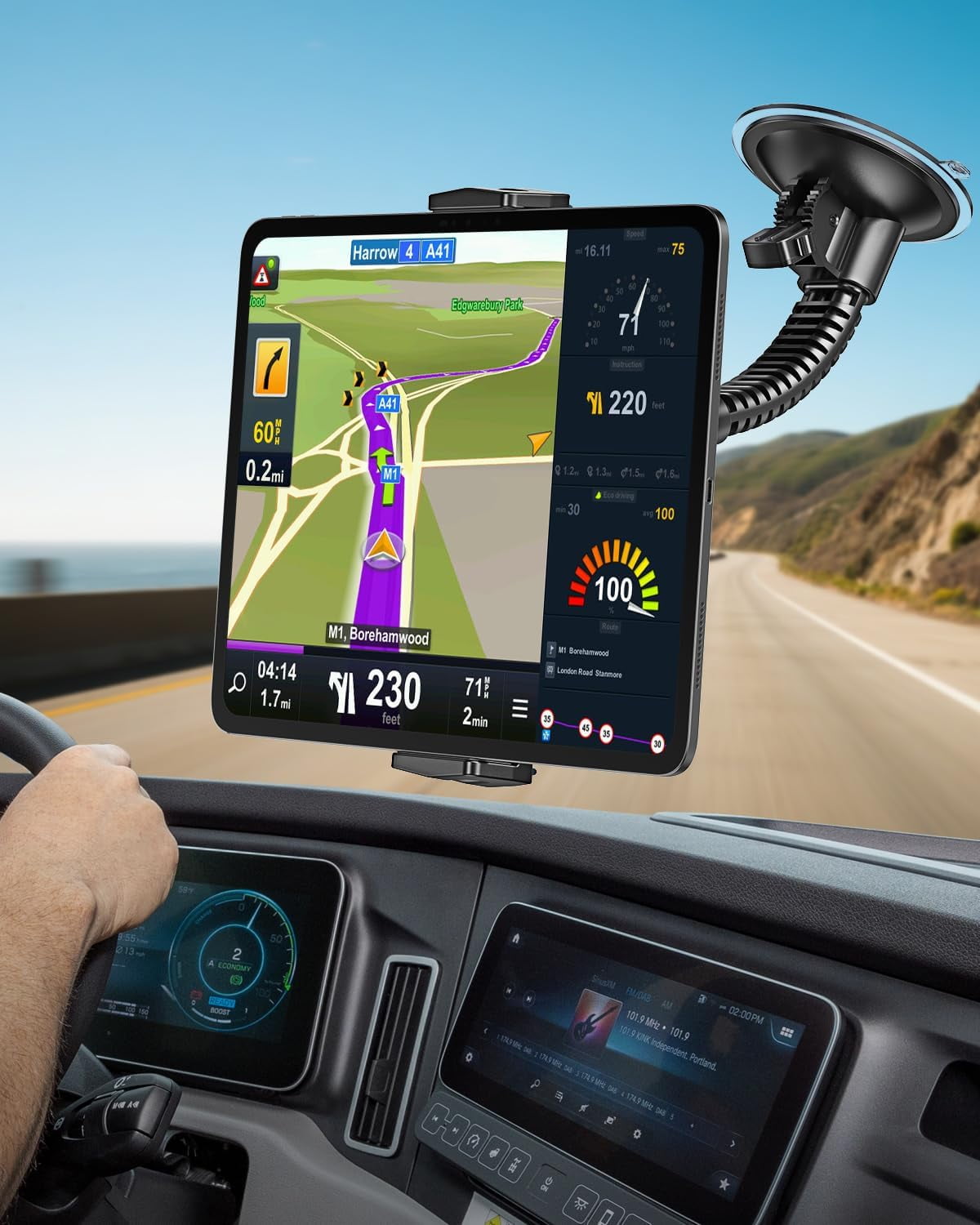 LINYAN-Truck Tablet Holder with Heavy-Duty 4.33" Large Suction Cup, 8 ...