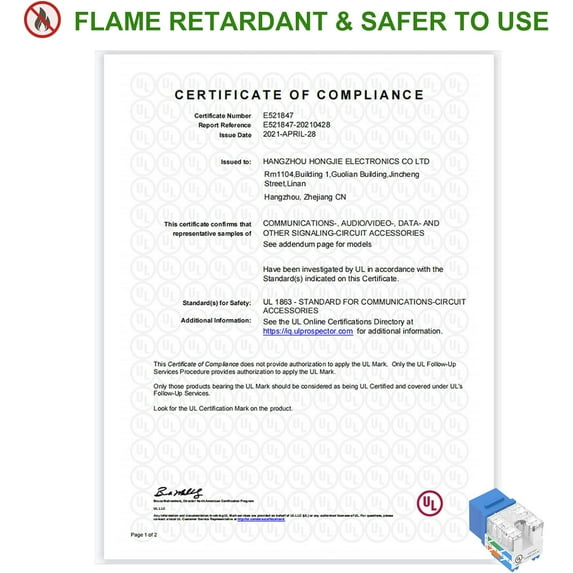 LINYAN-UL Listed 10Gbps Cat6 Keystone Jack Insert 25-Pack, 90 Degree ...