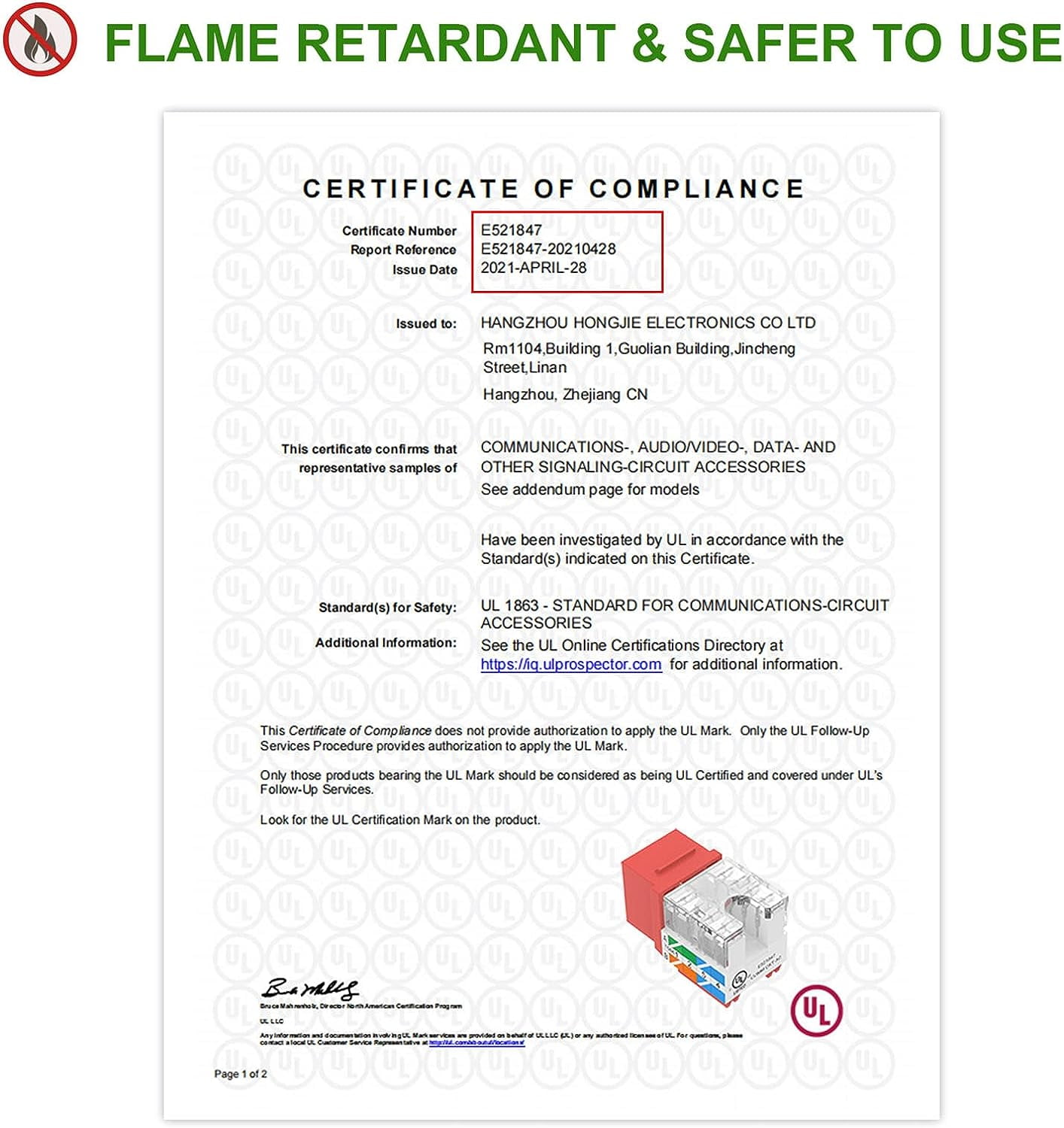 LINYAN-UL Listed Cat6 RJ45 Keystone Jack Insert 25-Pack, 90 Degree ...