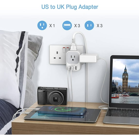 LINYAN-US to UK Plug Adapter, Type G Ireland Travel Adaptor with 4 ...