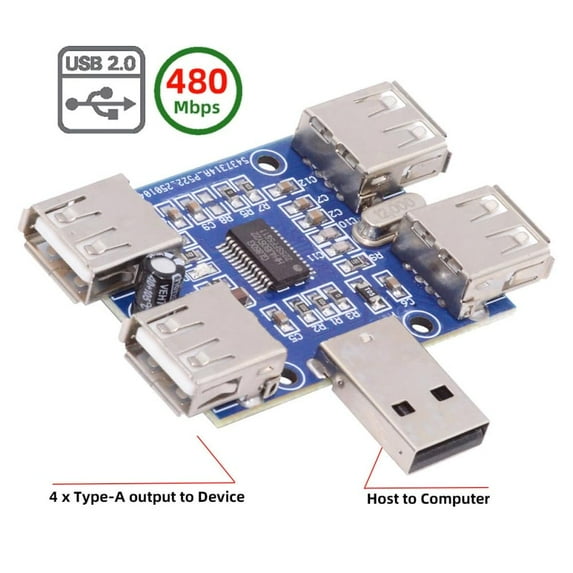 LINYAN-USB 2.0 1-to-4 HUB PCBA USB-A Male to 4-Port USB-A hub Board ...