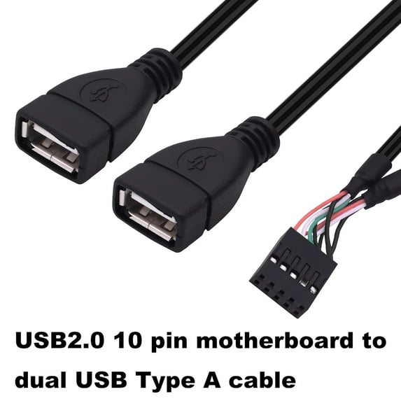 LINYAN-USB 2.0 10 Pin Header to Dual USB Type A Adapter Splitter Cable ...