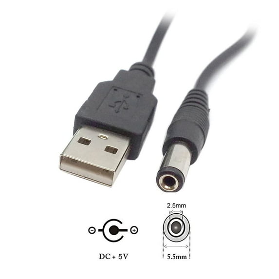 LINYAN-USB 2.0 A Type Male to 5.5 x 2.5mm DC 5V Power Plug Barrel ...