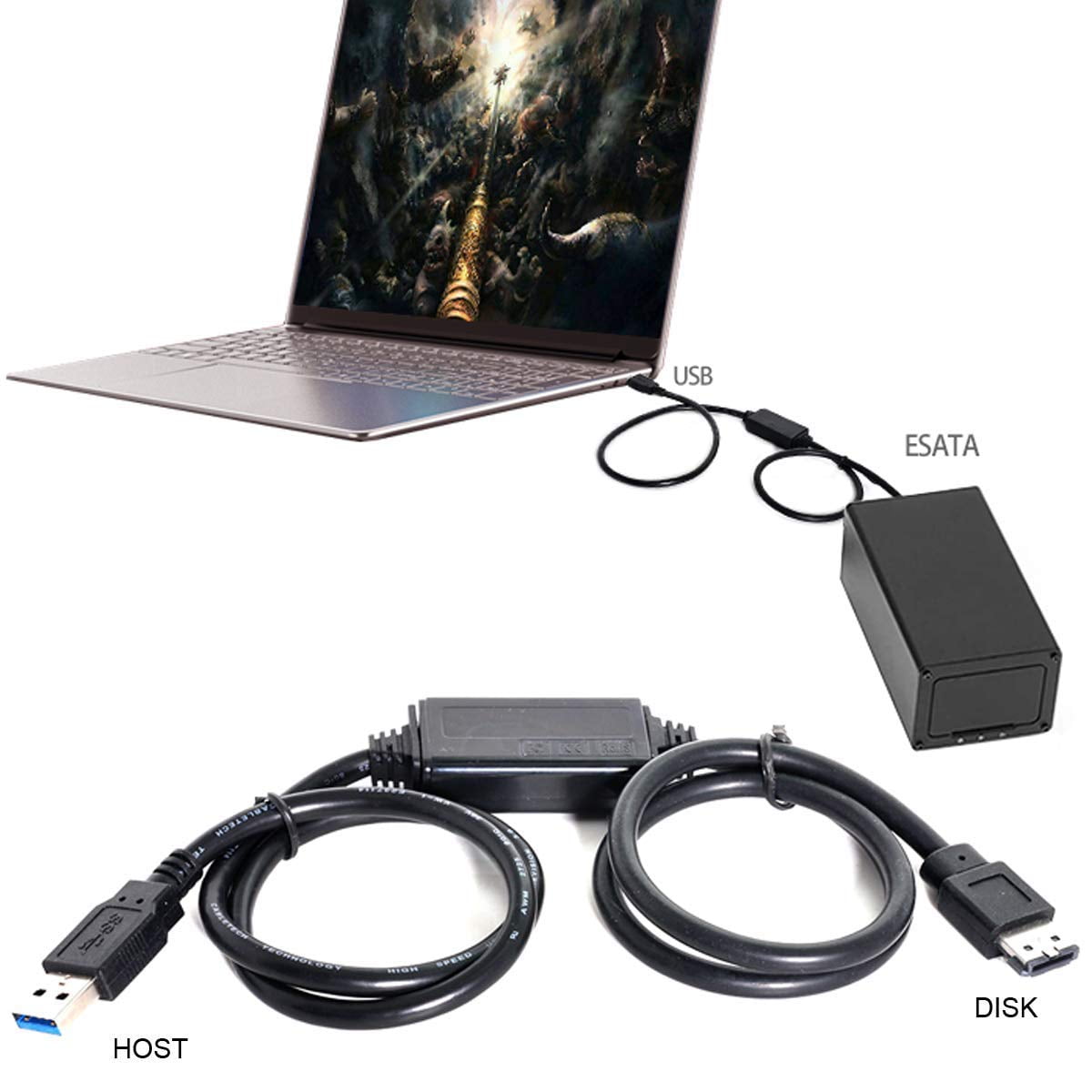 LINYAN-USB 3.0 to eSATA Cable for HDD/SSD/ODD 3.28FT/1.0M (One Way ...