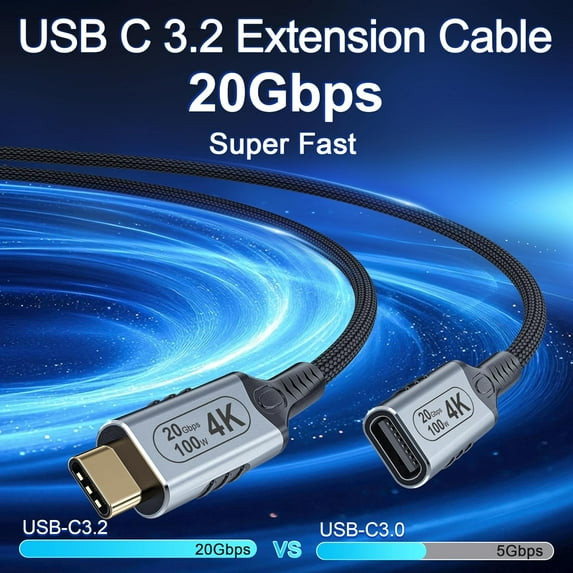 LINYAN-USB C Extension Cable 10ft/3M, 100W Charging/USB c 3.2 Extension ...