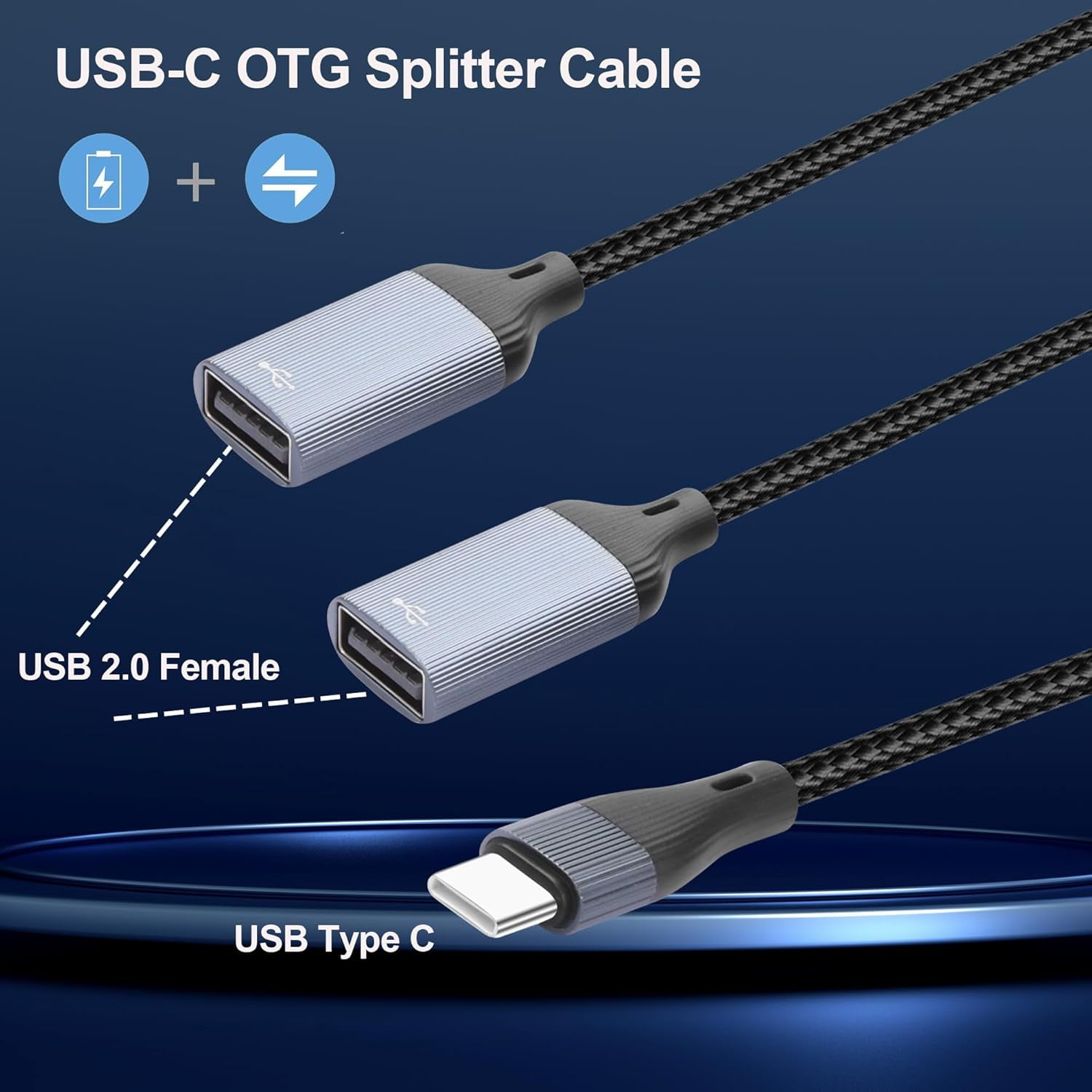 LINYAN-USB C Y-Splitter Cable, Type C Male to Dual USB A Female, 2.0 ...