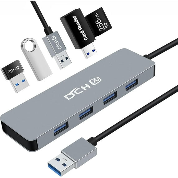 LINYAN-USB Hub 4 Port, Multiport USB 3.0 Hub for Laptop PC, Multiple USB Splitter 1 in 4 Out ...