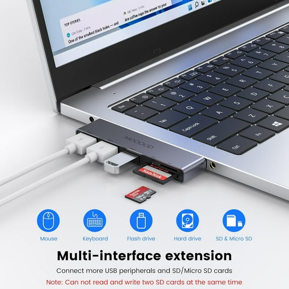 LINYAN-USB Hub 5 in 1 Multiport USB Adapter with 1×USB 3.0, 2×USB 2.0 ...