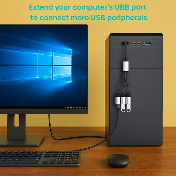 LINYAN-USB A Male to 3 Female Splitter Efficient Data Transmission Fast Charging Speed, Suitable ...