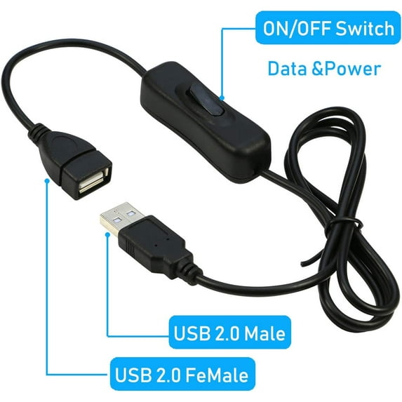 LINYAN-USB ON/Off Switch Cable [3M, 2-Pack], USB 2.0 Male to Female ...