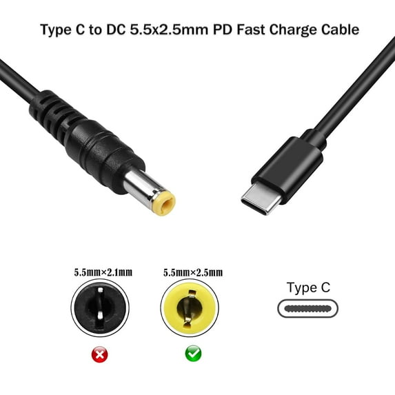 LINYAN-USB Type-C to DC 15V Power Charge CableUSB-C Male Input to DC5 ...
