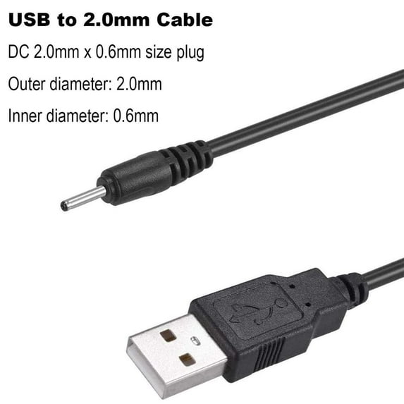 LINYAN-USB to DC 2.0mm Cable 1m/3.3ft, USB Type A Male to DC 2.0mm x 0 ...