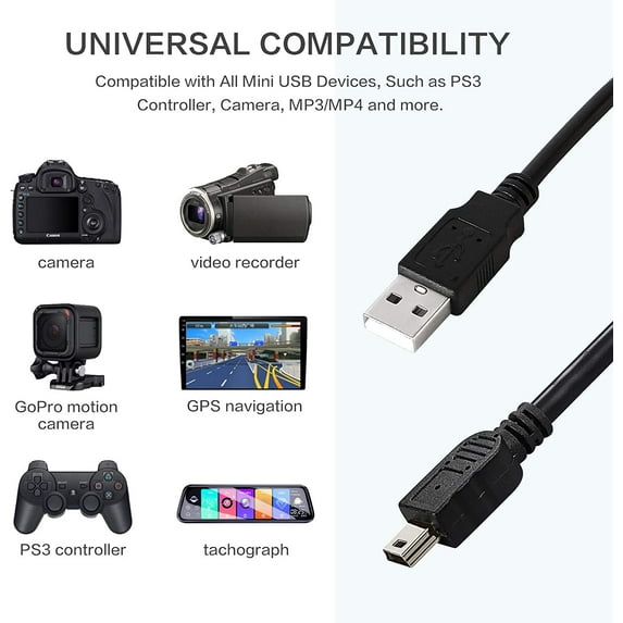 LINYAN-USB2-A-MB-25ST, Premium 25ft USB 2.0 A to Mini B 5 Pin USB Cable ...