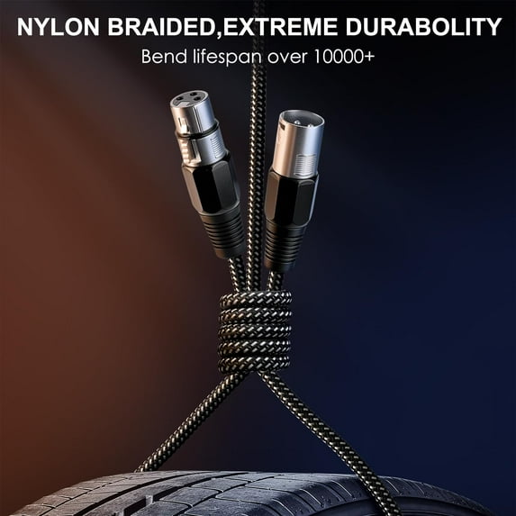 LINYAN-XLR Cable 20 FT/2 Pack, Microphone Cable 3 Pin Nylong Braided ...