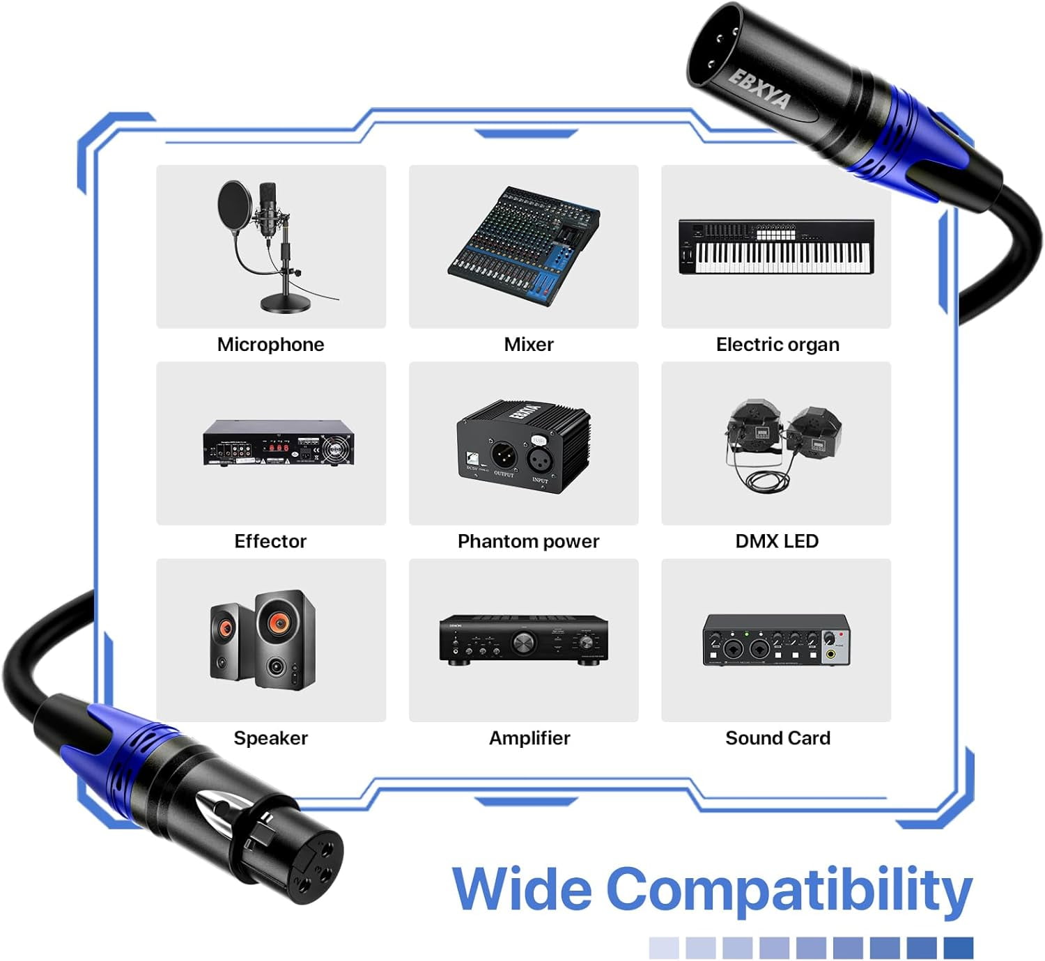 LINYAN-XLR Cables, 15 Feet 4-Pack XLR Male to Female Microphone Cable ...