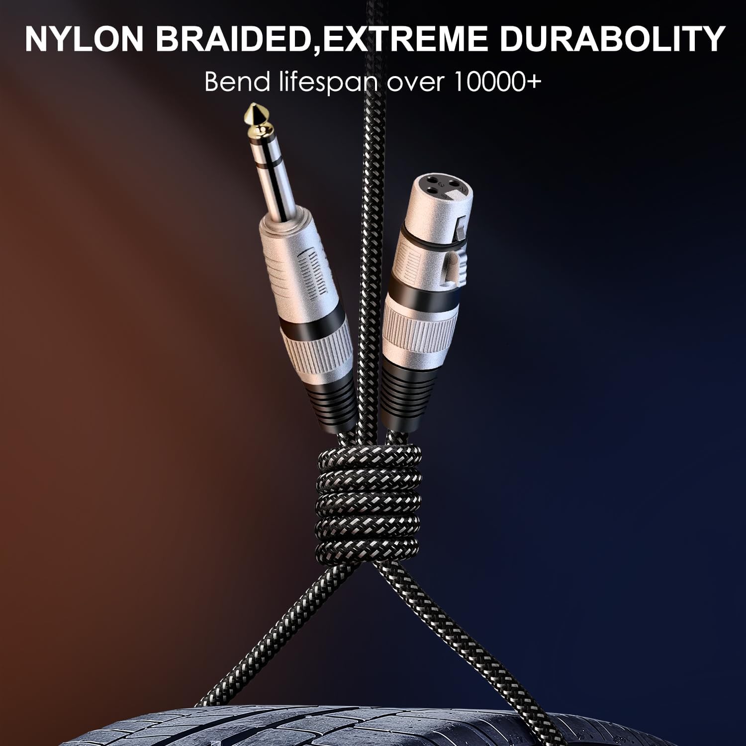 LINYAN-XLR Female to 1/4 Inch TRS Cable 10 FT, Nylong Braided XLR 3 Pin ...