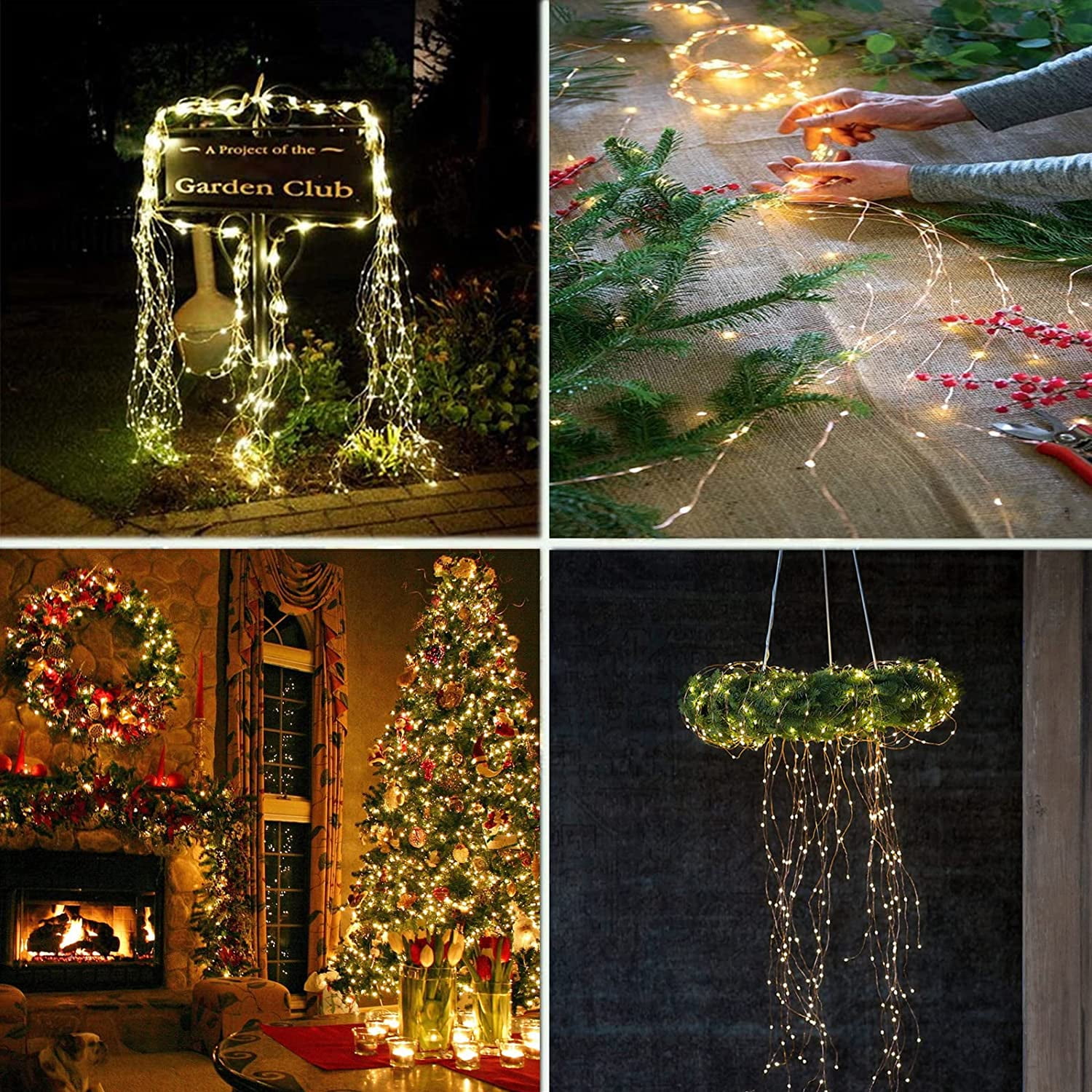 LINYAN-YITING 10 Strands 200 LEDs Solar Powered Twinkle Firefly Bunch ...