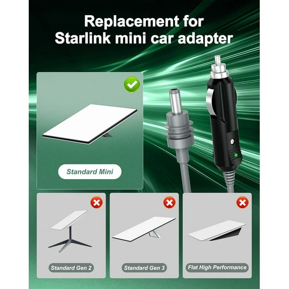 LINYAN-vhbw Starlink Mini Car Adapter – 3M/10FT 12V-48V Cigarette ...