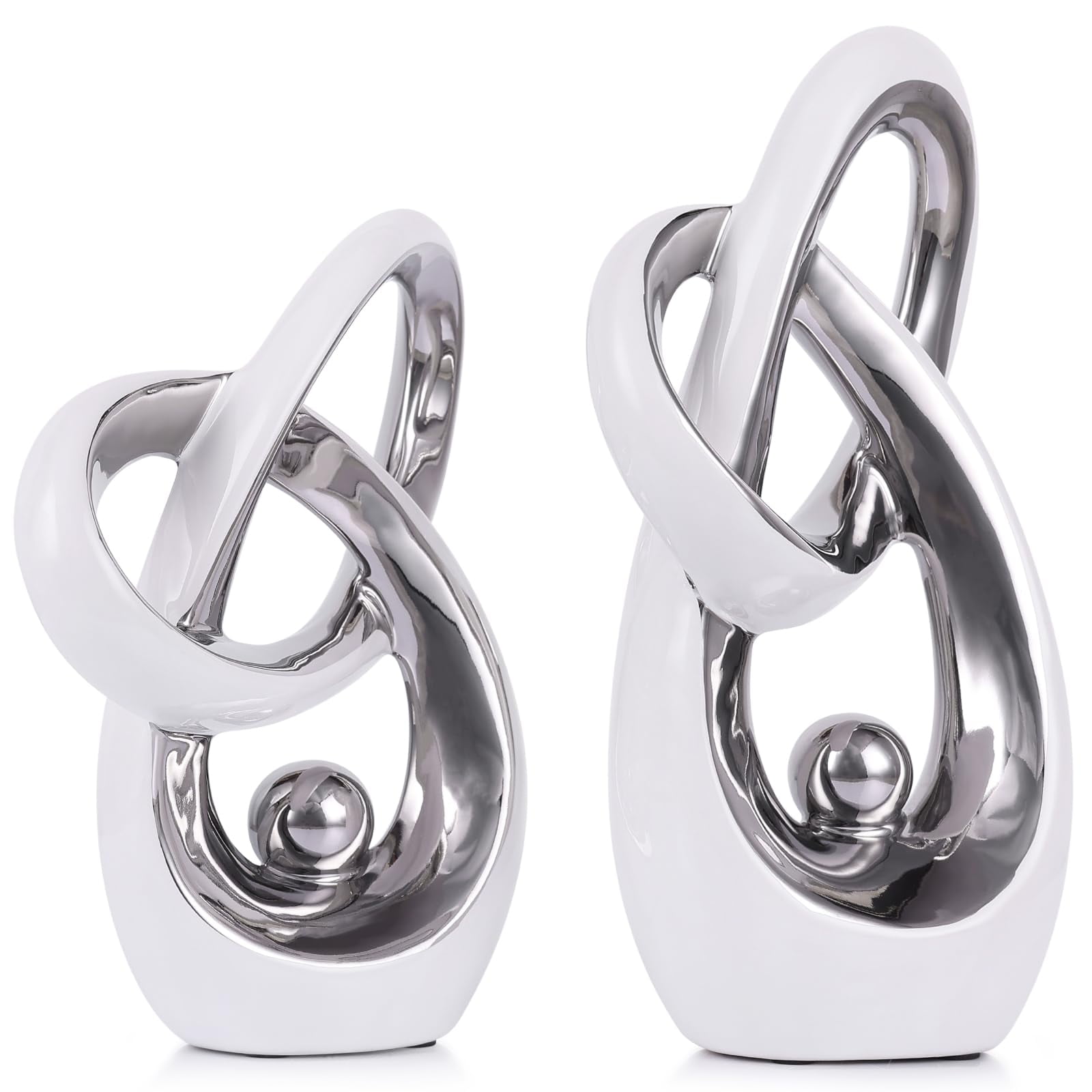 LINYTHER White and Silver Decor Desk Sculpture Home Decor Large ...