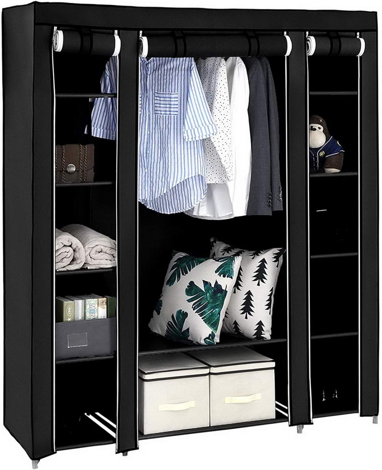 LINZJI Portable Closet Wardrobe, Freestanding Closet Wardrobe with Non ...