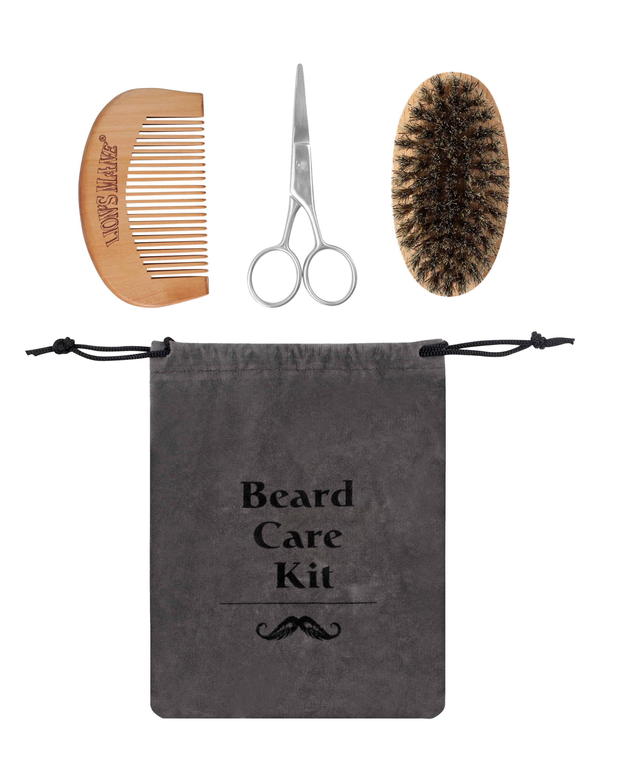 LION'S MANE Beard Grooming Kit for Men -Beard Brush, Beard Comb, Beard ...