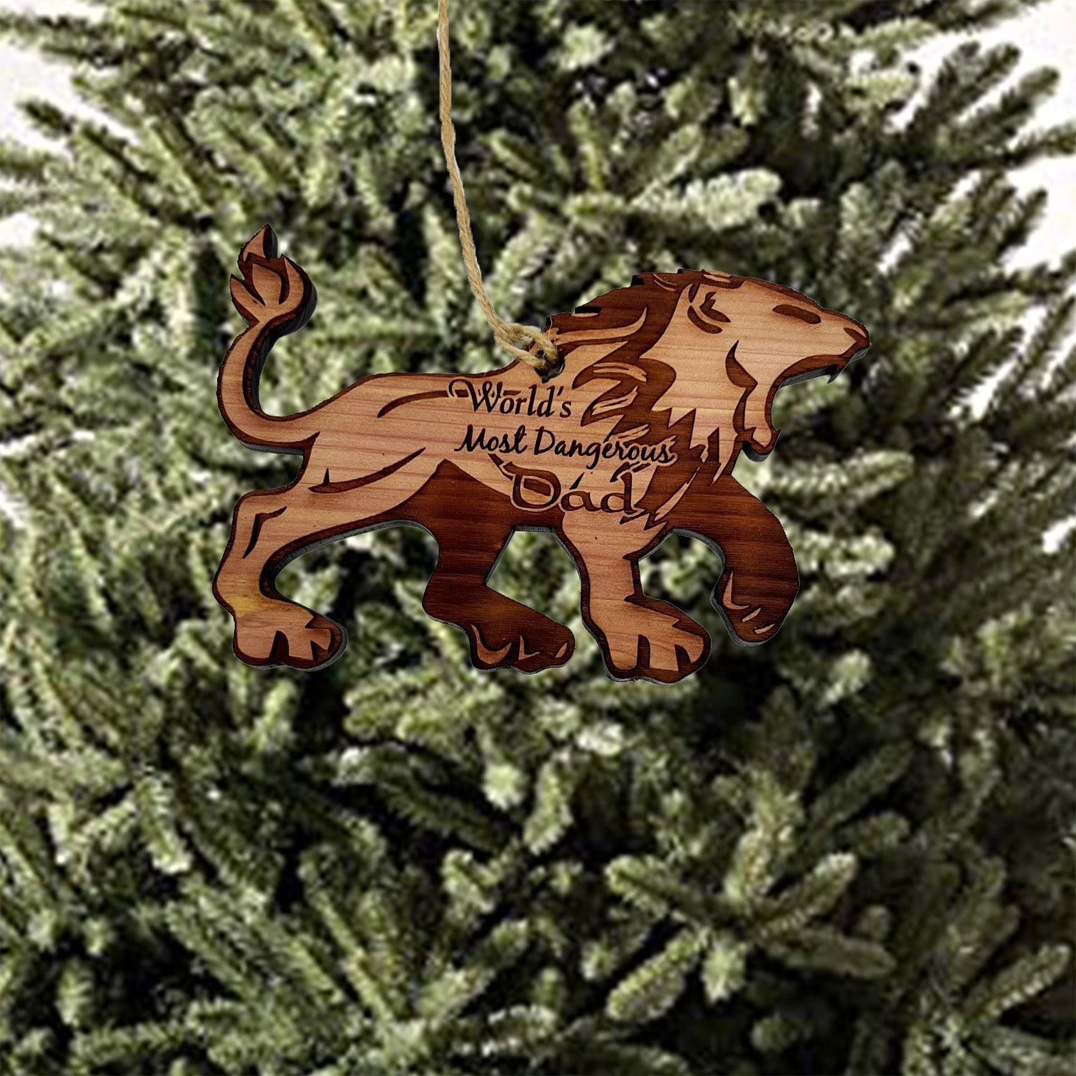 LION Worlds Most Dangerous Dad - Cedar Ornament - Walmart.com