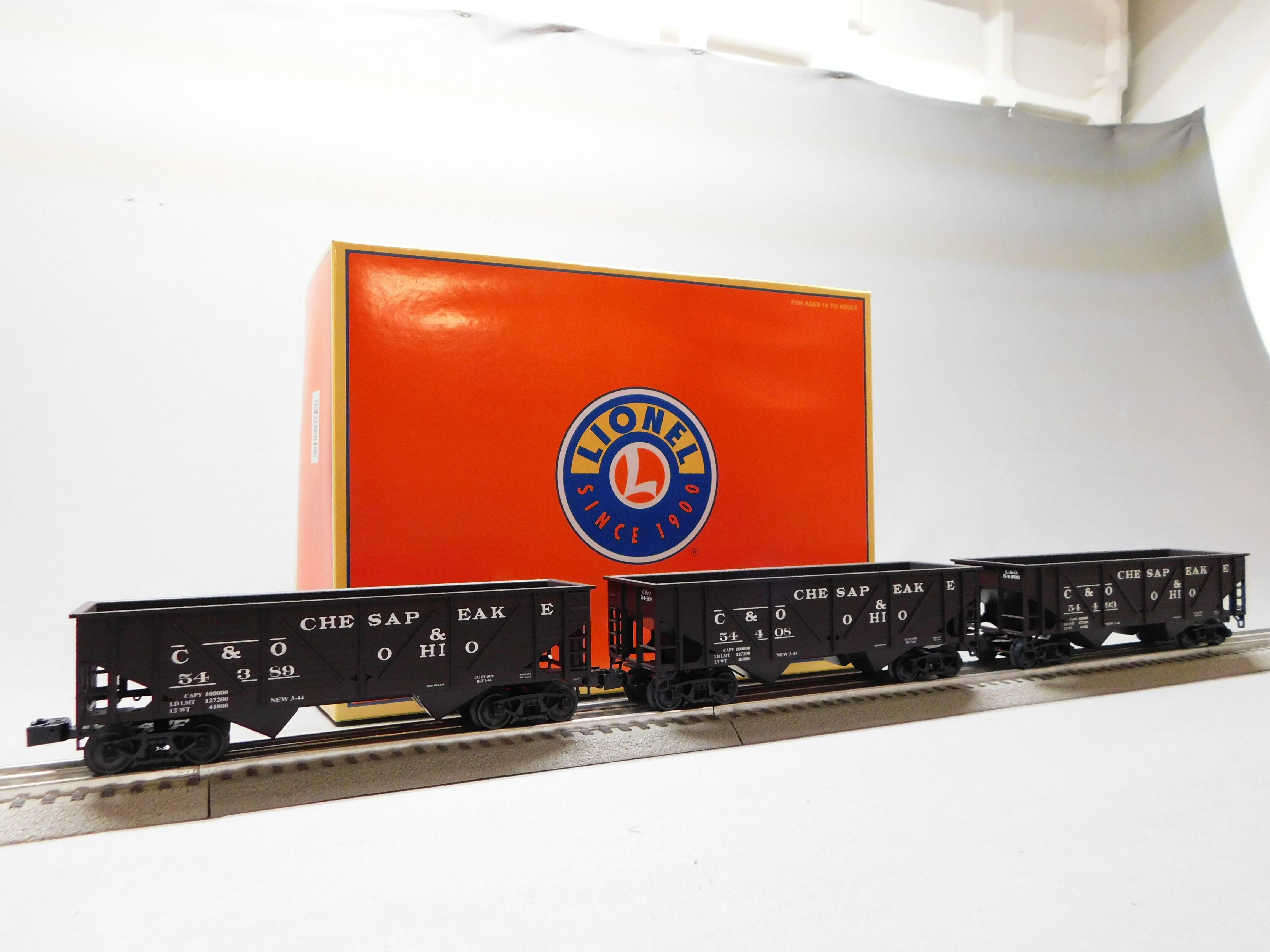 LIONEL CHESAPEAKE & OHIO C&O COMPOSITE 2-BAY HOPPER 3-PACK A O GAUGE ...