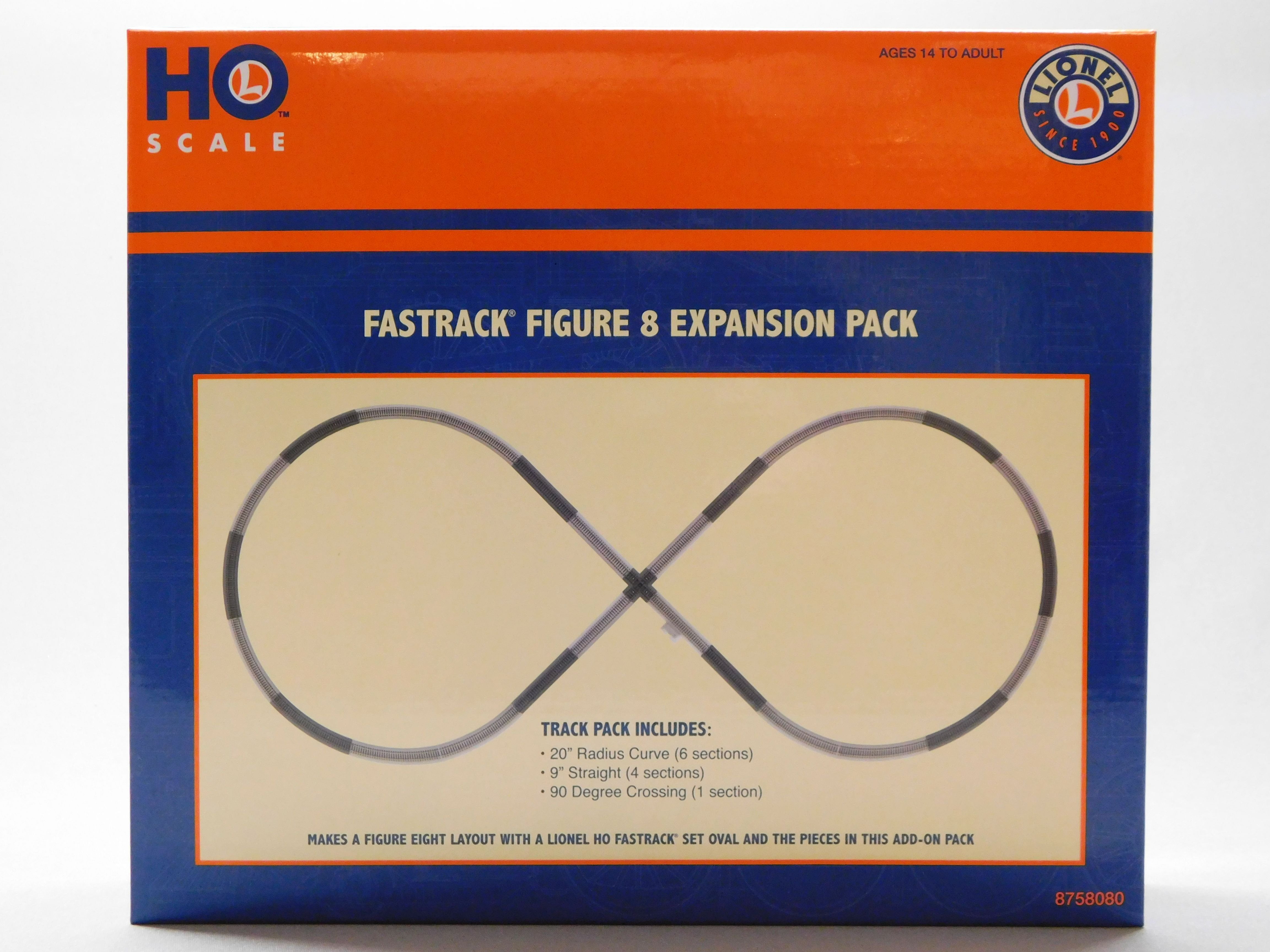 LIONEL HO SCALE FASTRACK FIGURE 8 EXPANSION ADD ON TRACK PACK 8758080 ...