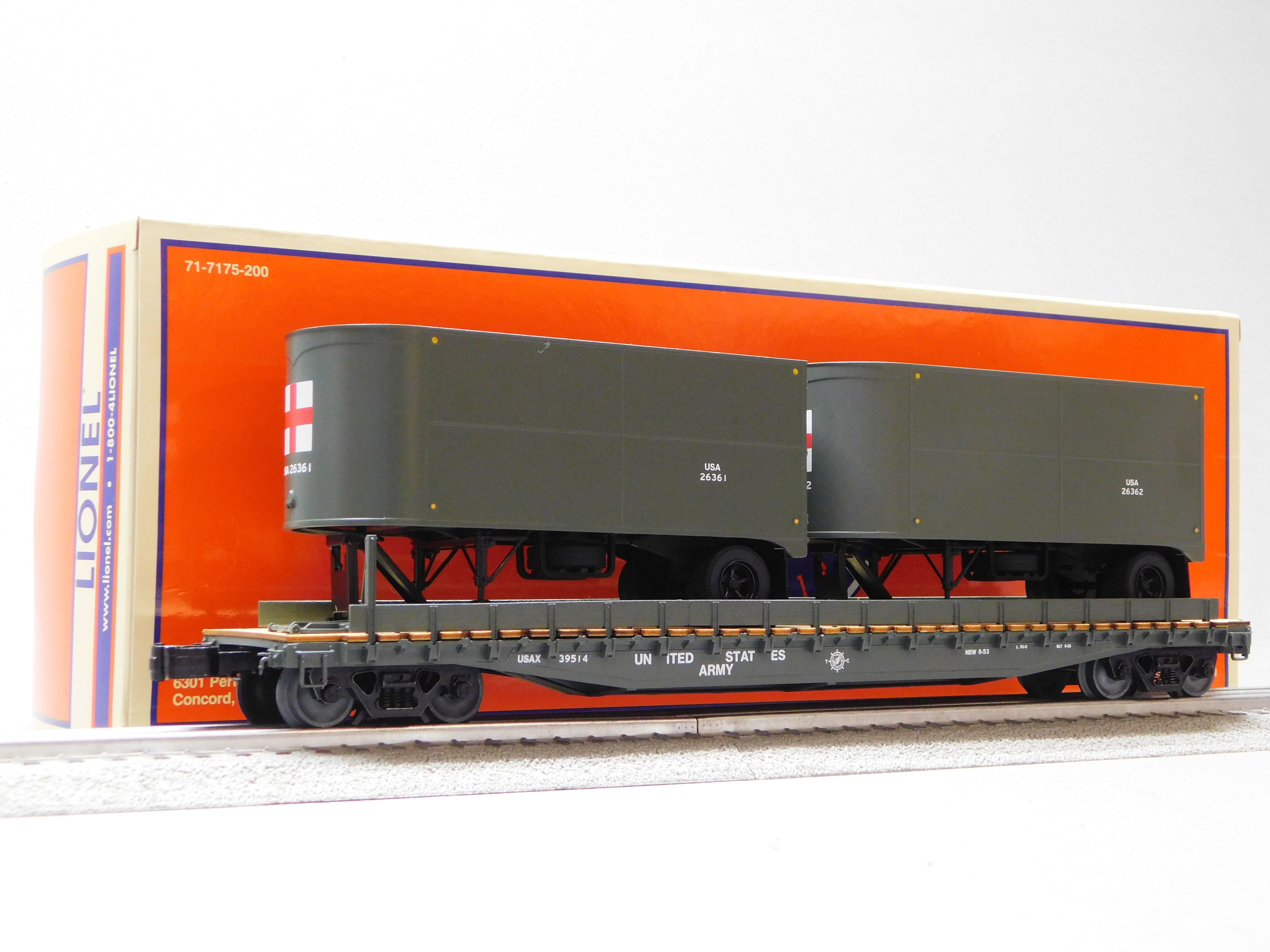 LIONEL US ARMY TOFC FLATCAR #39514 W/2 TRAILERS O GAUGE 2526360 ...