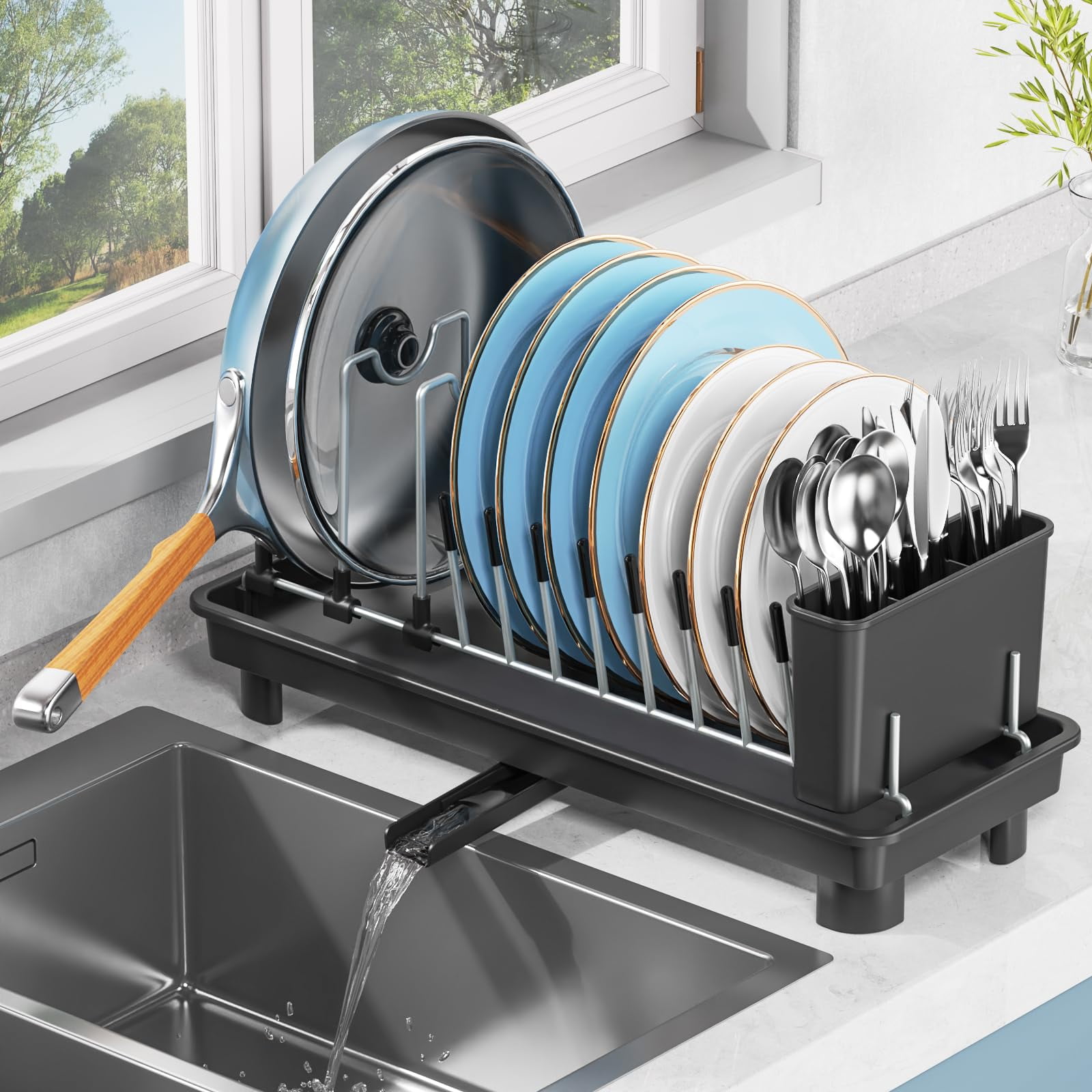 LIONONLY Small Dish Drying Rack, Compact Dish Rack for Kitchen Counter ...