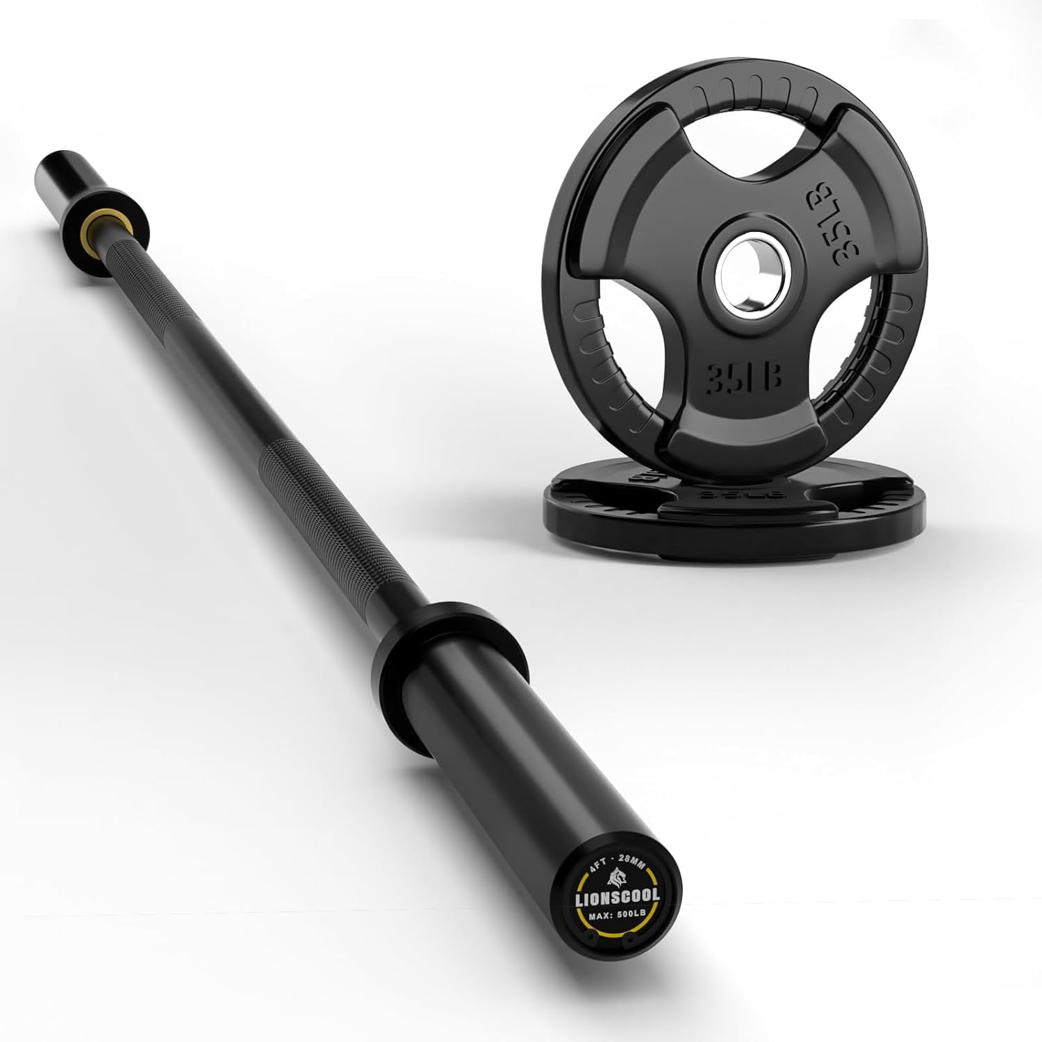 LIONSCOOL Premium 4ft/4.9ft/6ft Barbell for Strength Training and ...