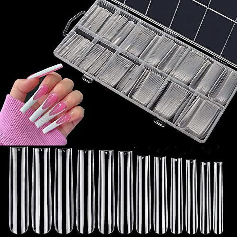 LIONVISON 3XL Clear Full Cover Nail Tips for Acrylic Nails Professional ...