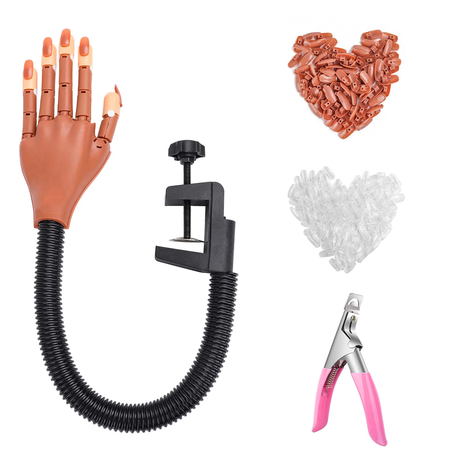 LIONVISON Practice Hand for KEF28 Acrylic Nails-Flexible Moveable Fake ...