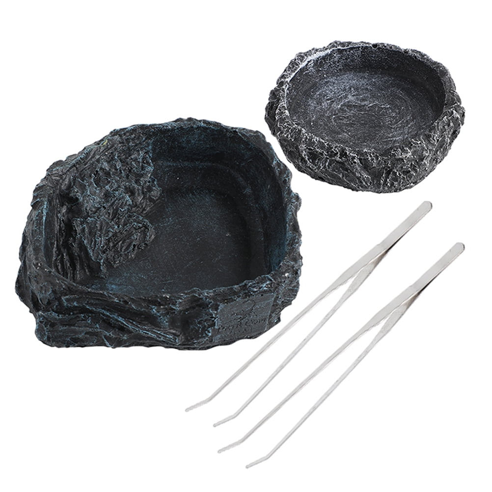 LIOOBO 1 Set Of Reptile Water Bowls With Curved Tweezers Stainless ...