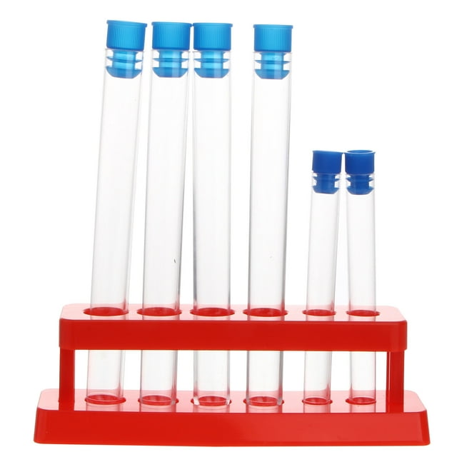 LIOOBO 1 Set Practical Plastic Test Tubes with Caps and Rack for ...
