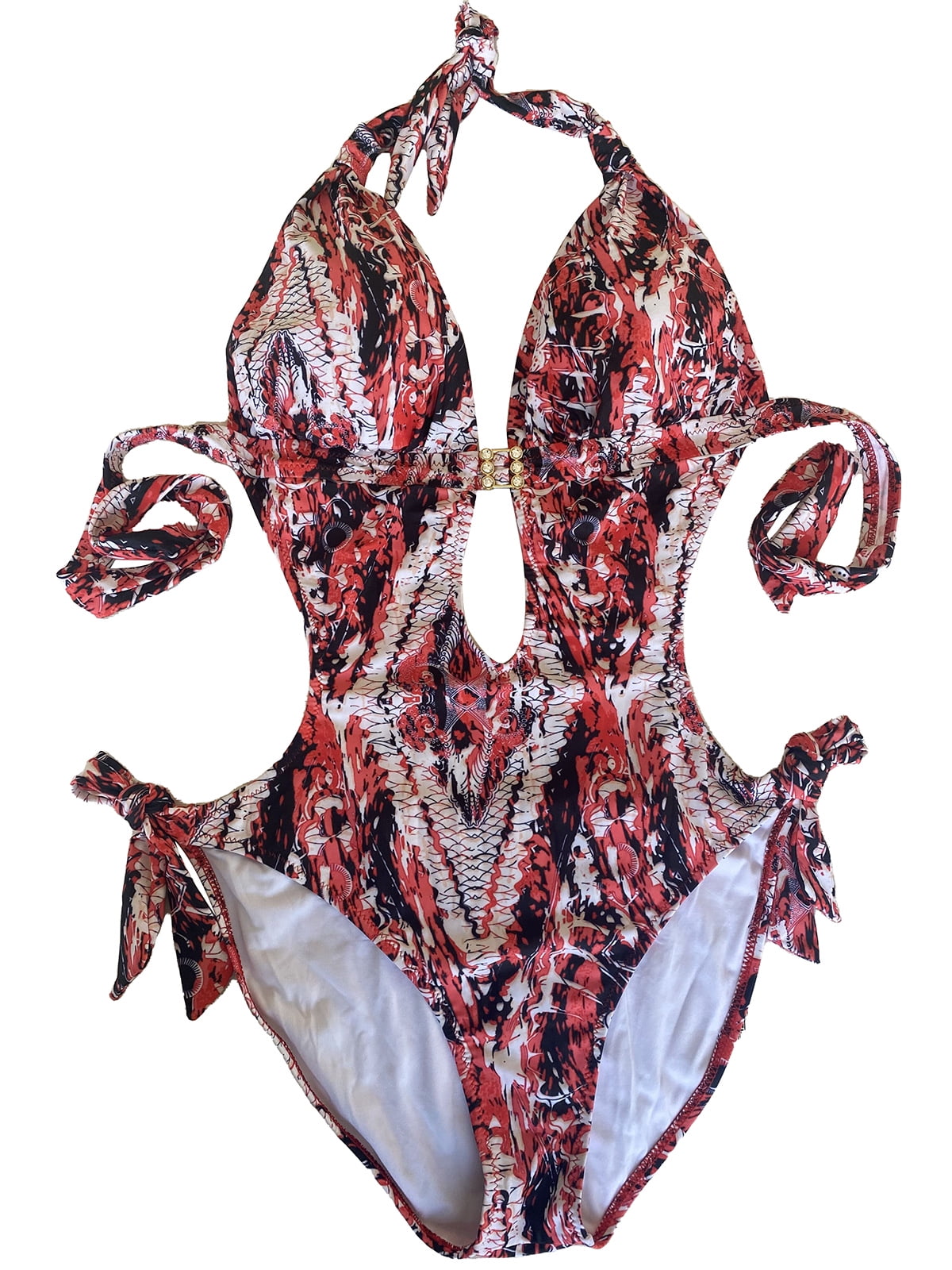 LIORA One Piece Swimsuits for Women Cutout Tie Back and Side Monokini ...