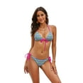 Liora Womens Bikini Swimsuit Triangle Top Side Tie Bottom Bikini
