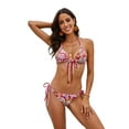 Liora Womens Bikini Swimsuit Triangle Top Side Tie Bottom Bikini