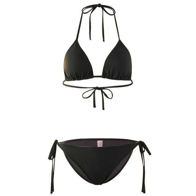 Liora Womens Bikinis Swimsuit Triangle Top Side Tie Bottom Bikinis For