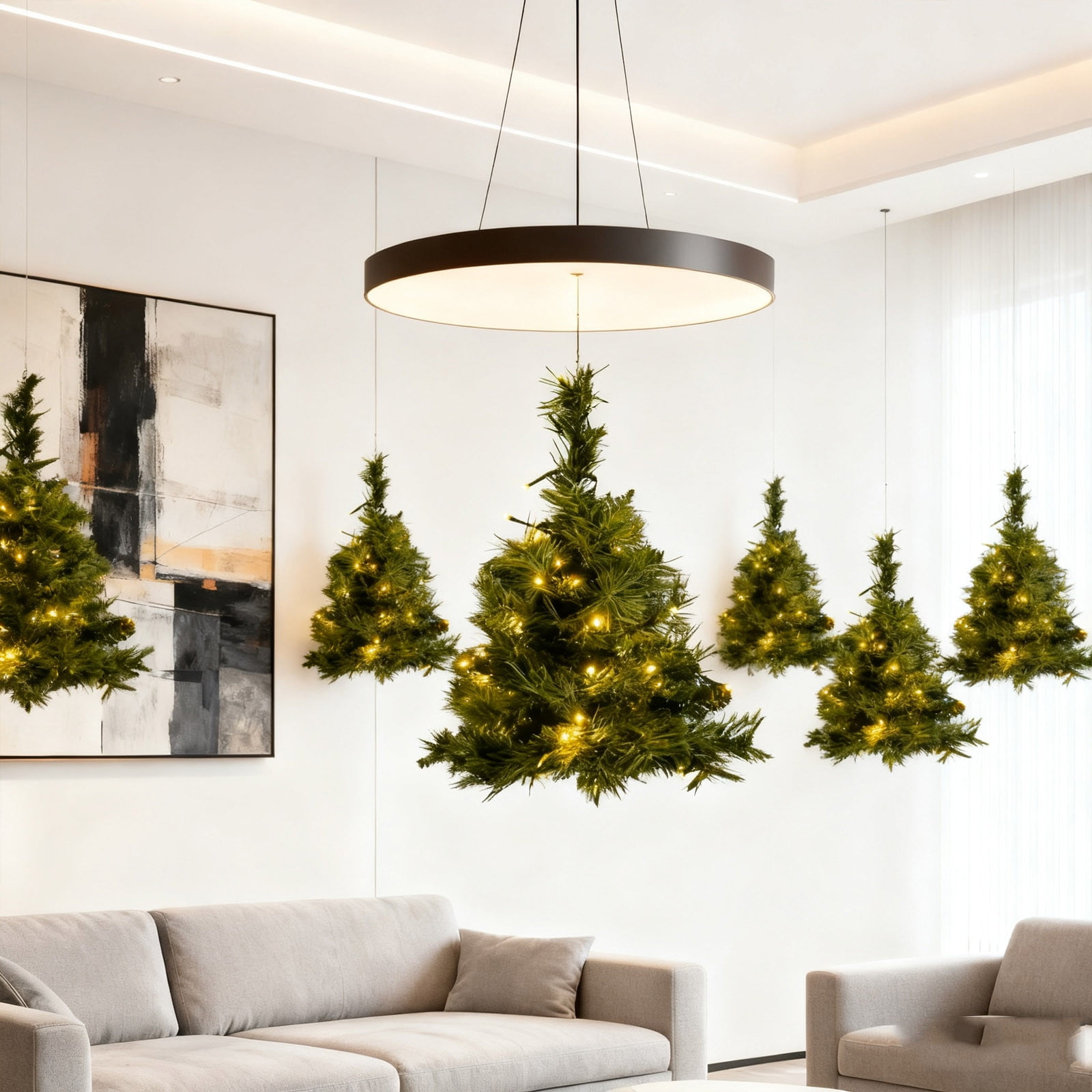 LIORAGLJ 11.8 inch Hanging Christmas Tree Mini Holiday Decor with LED ...