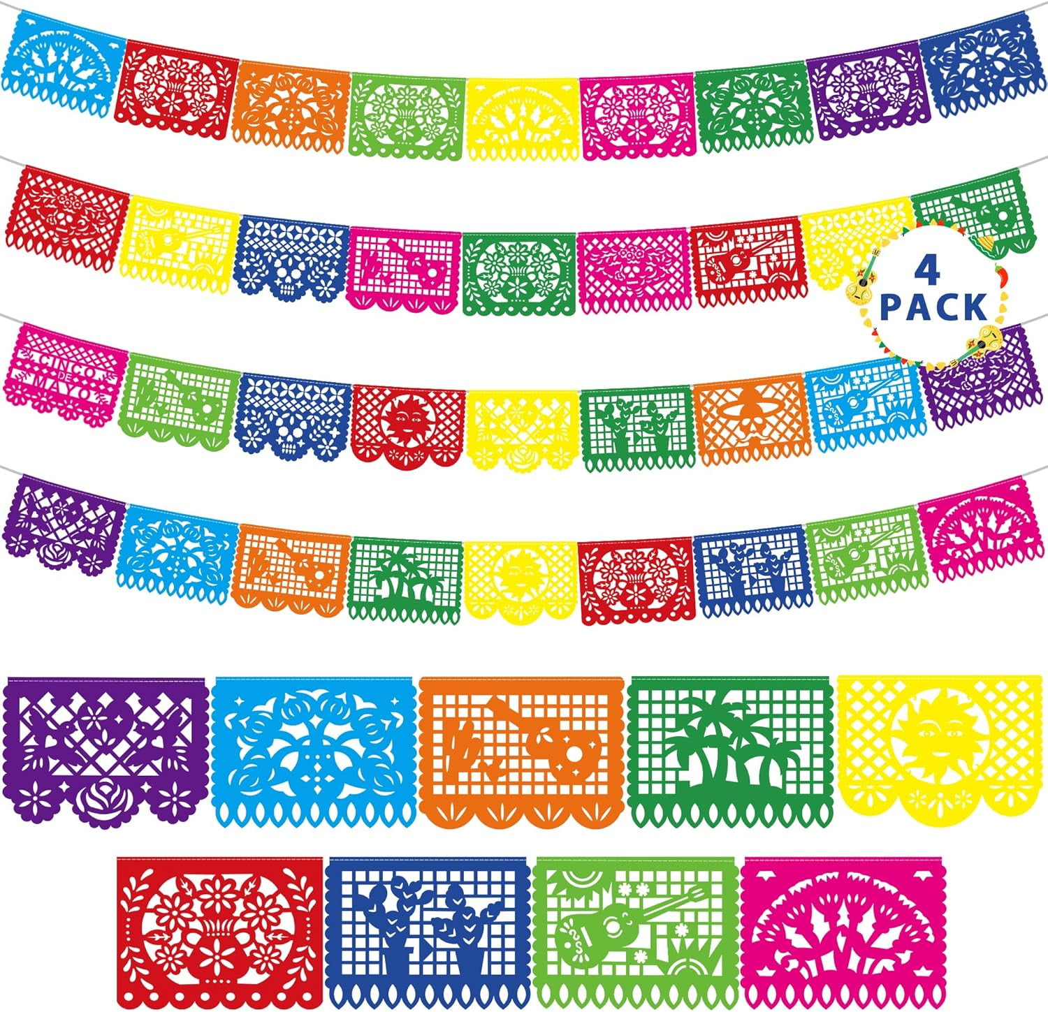 LIOUCBD 72 FT Fiesta Party Decorations, 4 Pack Cinco De Mayo Banner ...