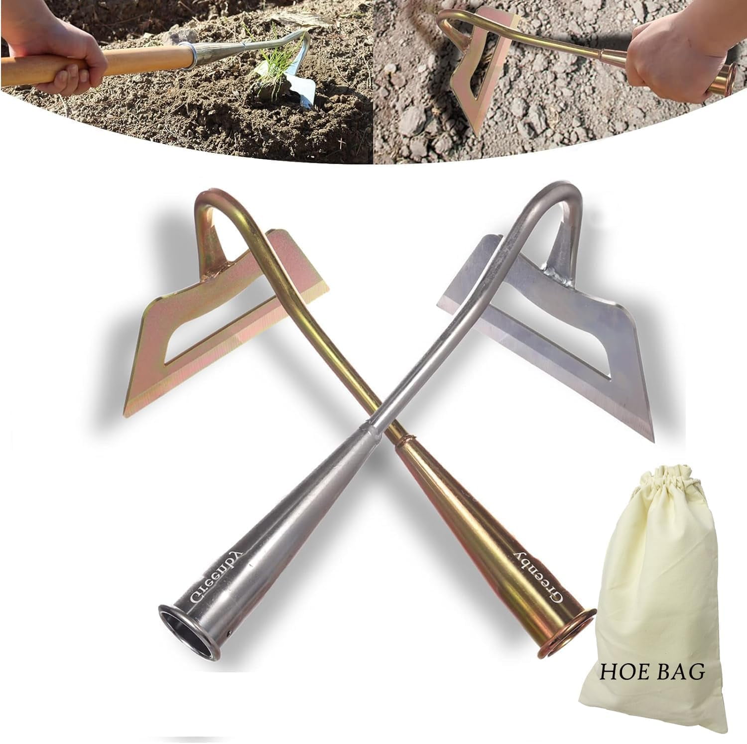 LIOUCBD Garden Hoe, Weeding Tool, Full Stainless Steel Hollow Hoe ...