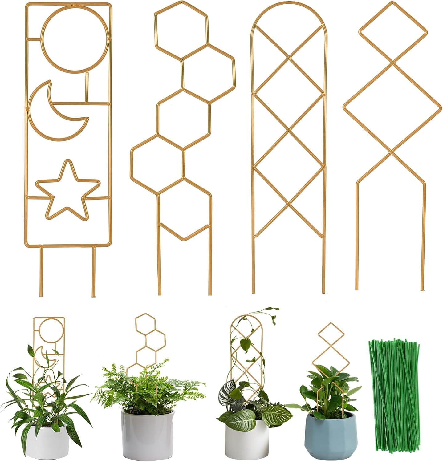 LIOUCBD Small Trellis for Potted Plants, 15.94 inch Gold Metal Plant ...