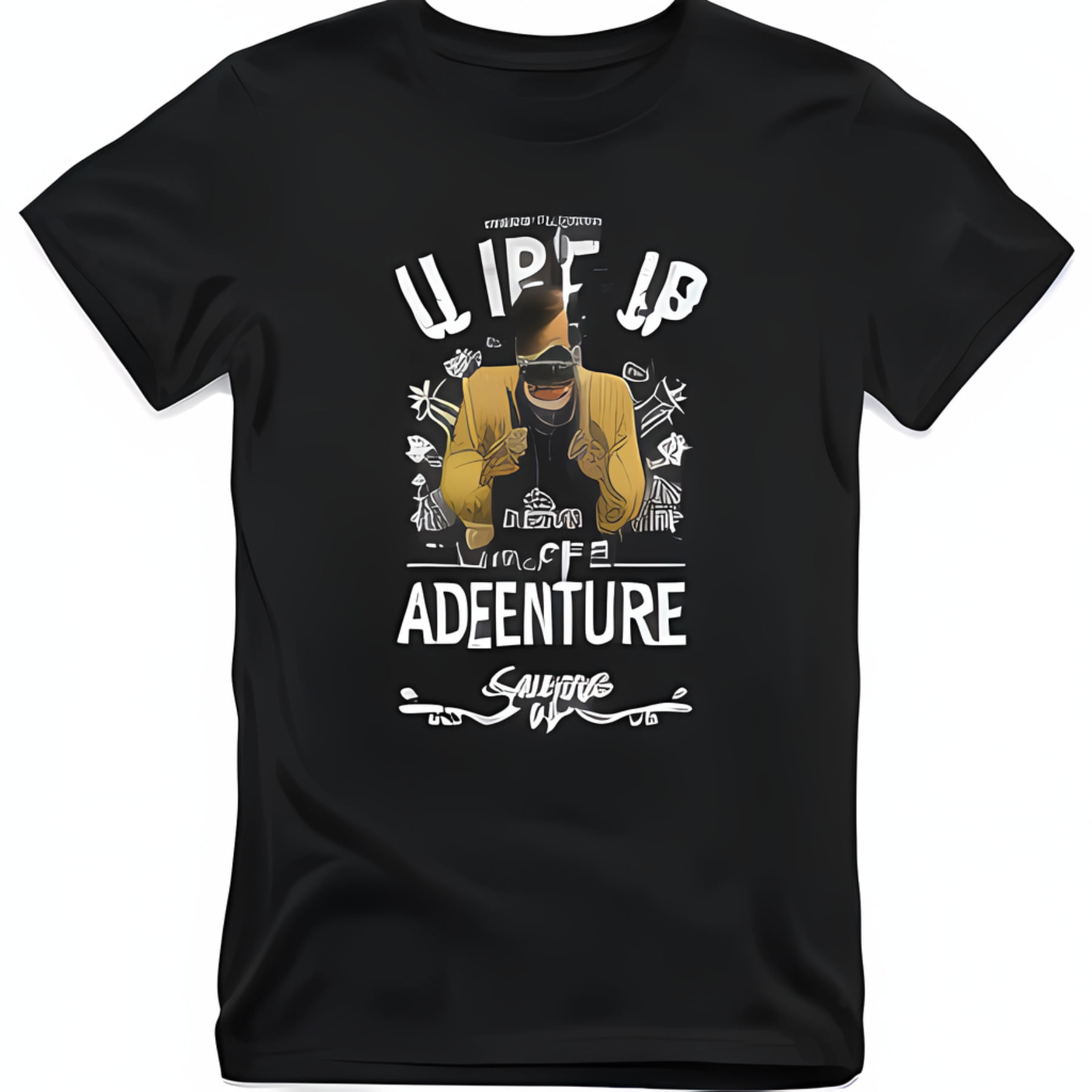 : LIP UP Adventure Themed Black T-Shirt with Bold CharacTeers and ...