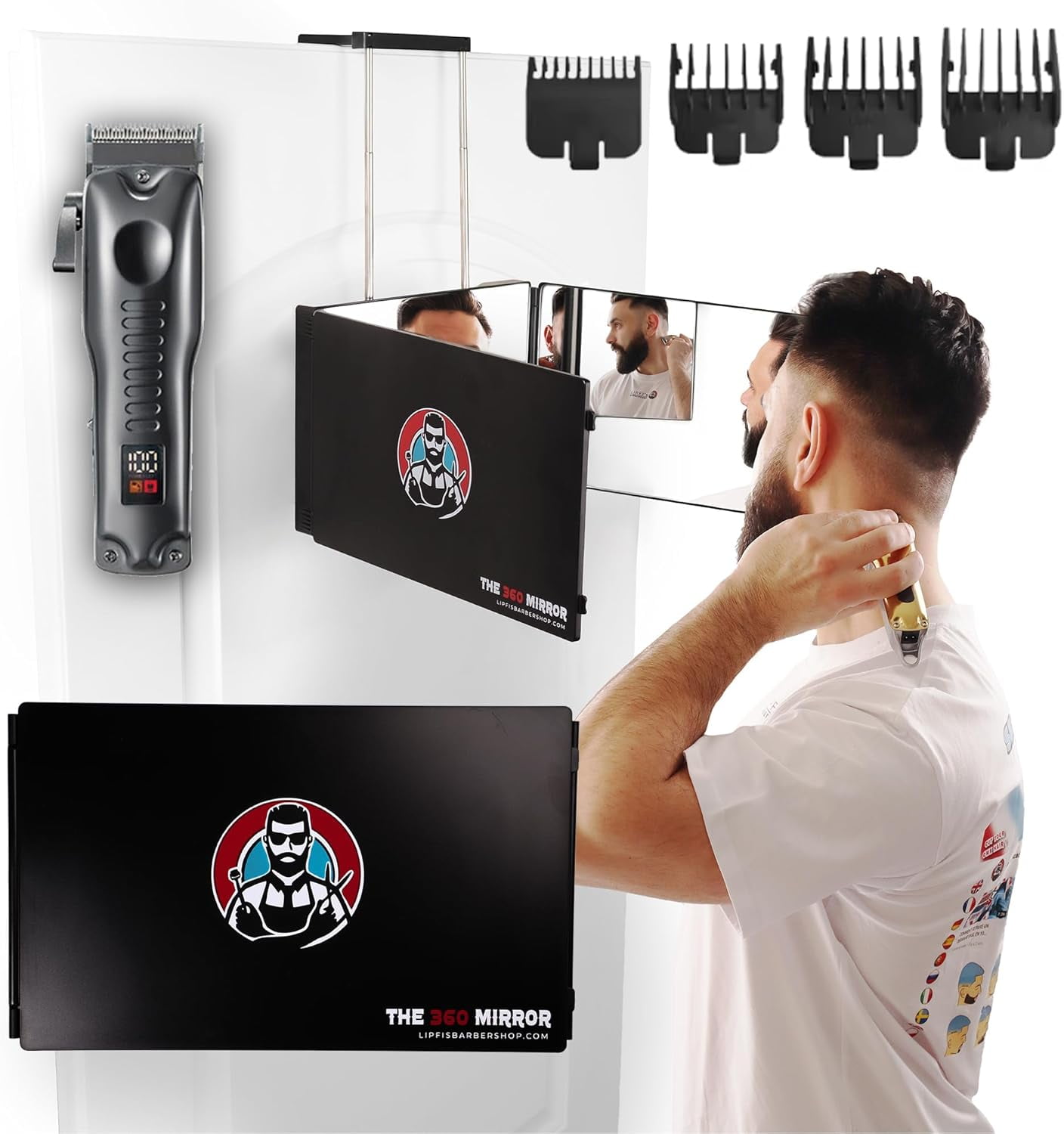 LIPFISBARBERSHOP.COM Kit 360 Mirror for Haircuts for Men with Clipper ...
